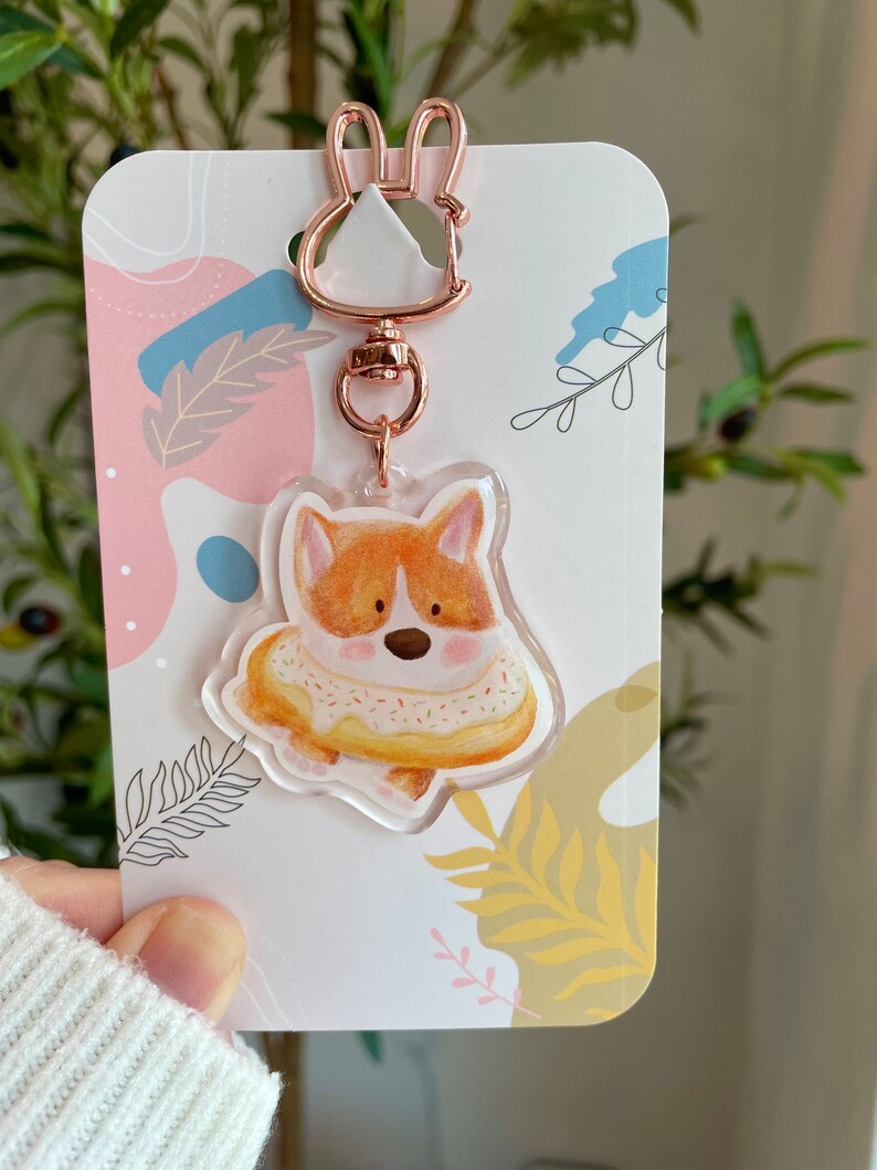 Dog Keychain Corgi Keychain Acrylic Keychain Double-sided Acrylic Charm ...