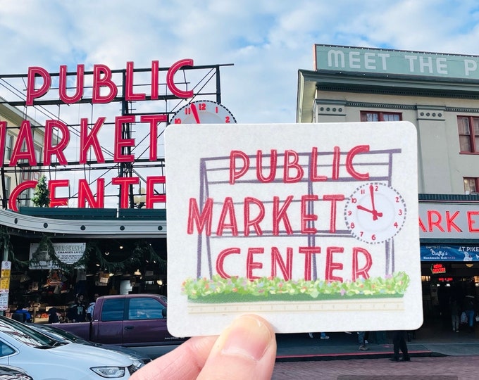 Pike Place Market Vinyl Sticker / Seattle Washington Memento / Cool ...
