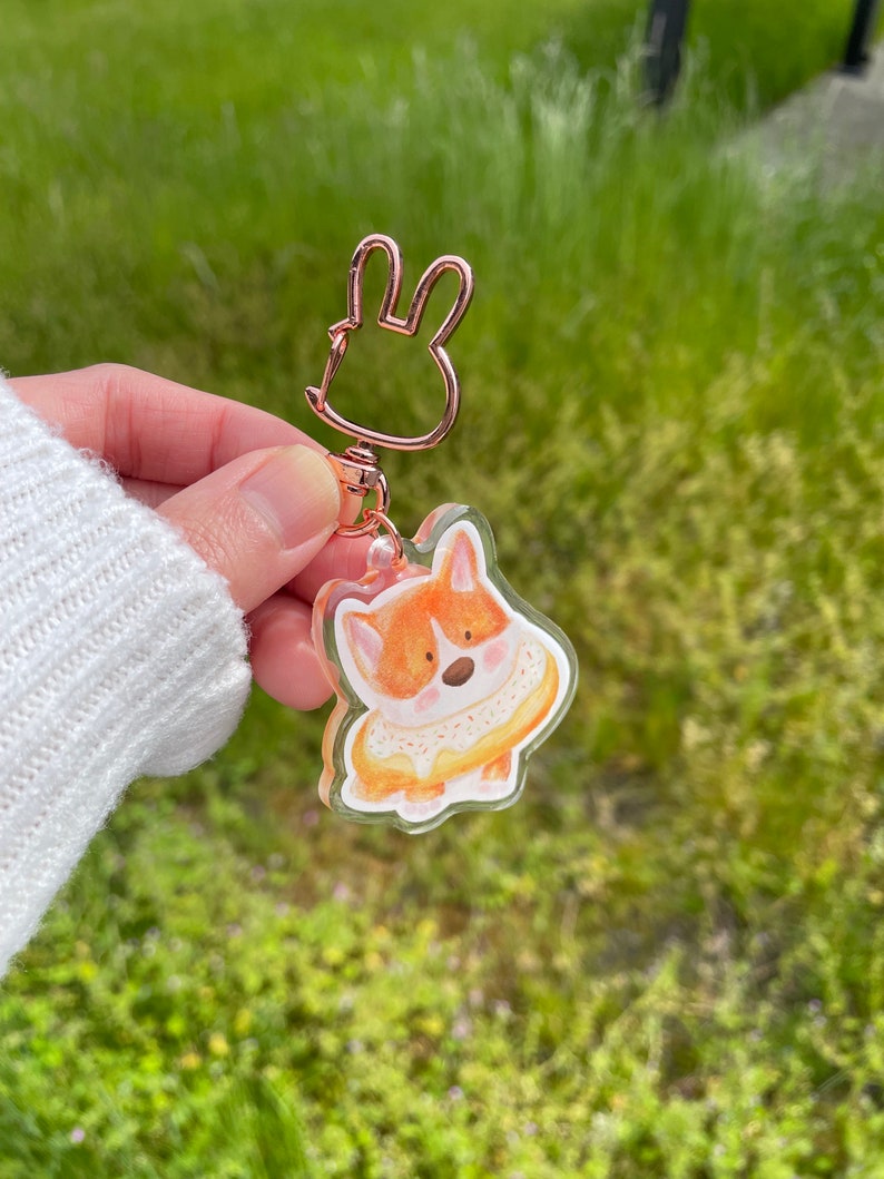 Dog Keychain Corgi Keychain Acrylic Keychain Double-sided Acrylic Charm ...