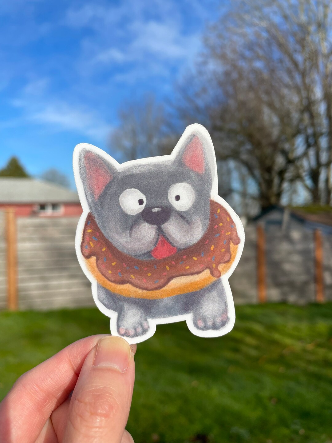 Dog Sticker| Puppy Sticker| Bull Dog Sticker| Donut Sticker| Dog Donut ...