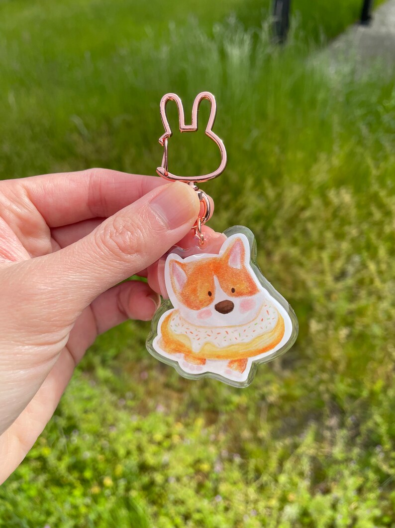 Dog Keychain Corgi Keychain Acrylic Keychain Double-sided Acrylic Charm ...