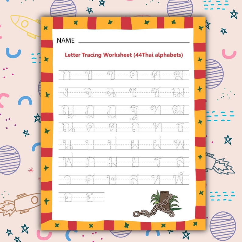 Thai Alphabets Tracing Worksheet, Thai Learning Language, Worksheet for ...