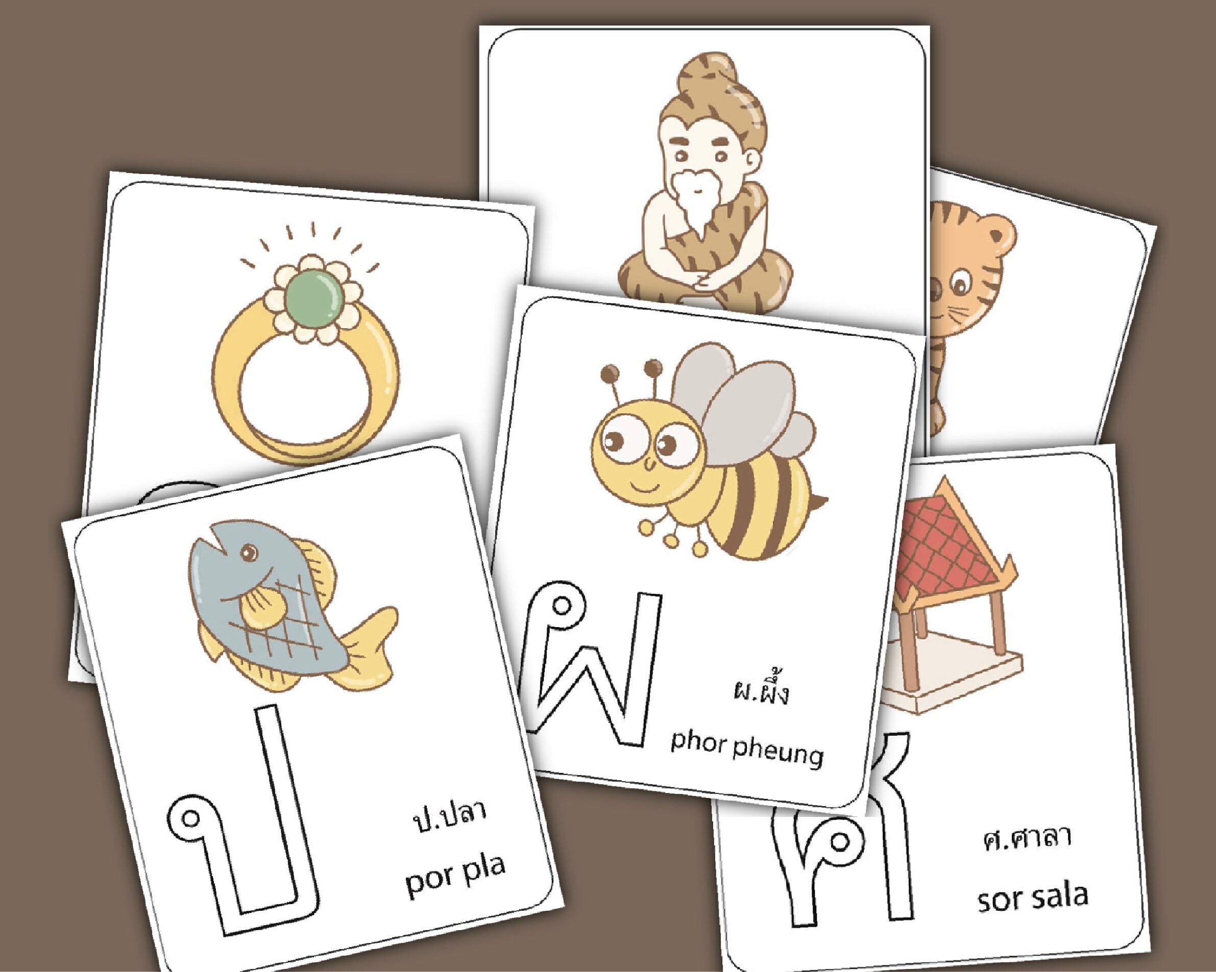 Thai Alphabet Flash Cards With Pictures (PDF Download) - Etsy