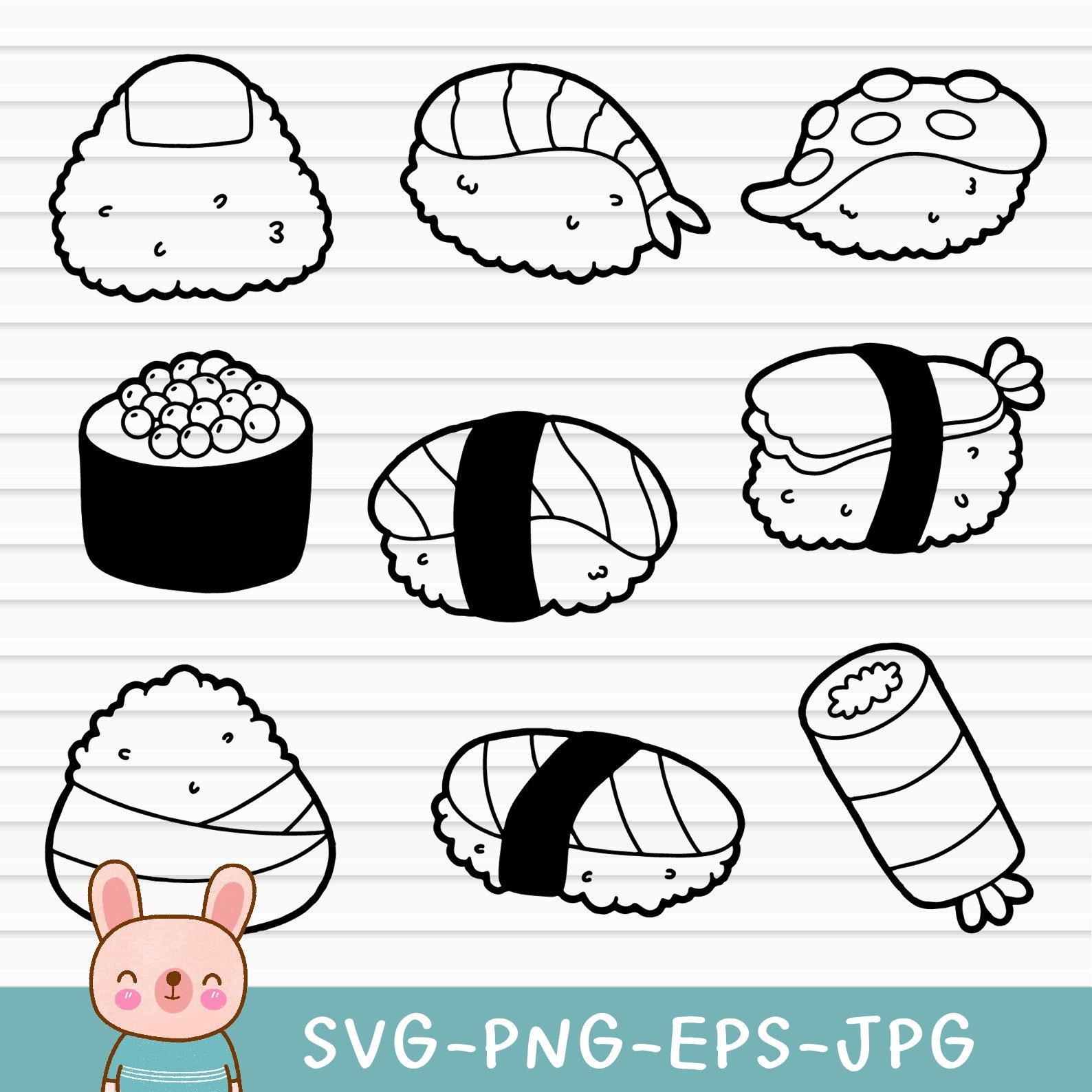 Sushi SVG Bundle, Japan Lover SVG, Cute Sushi Clipart, Japanese Food ...