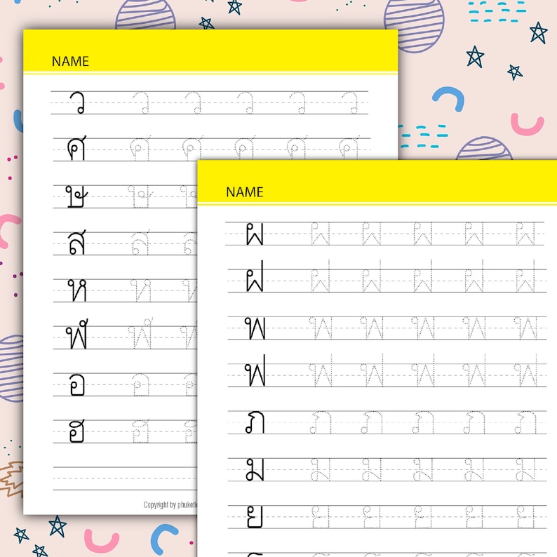 Thai Alphabets Letters Tracing Worksheet, Learning Thai, Printable PDF ...