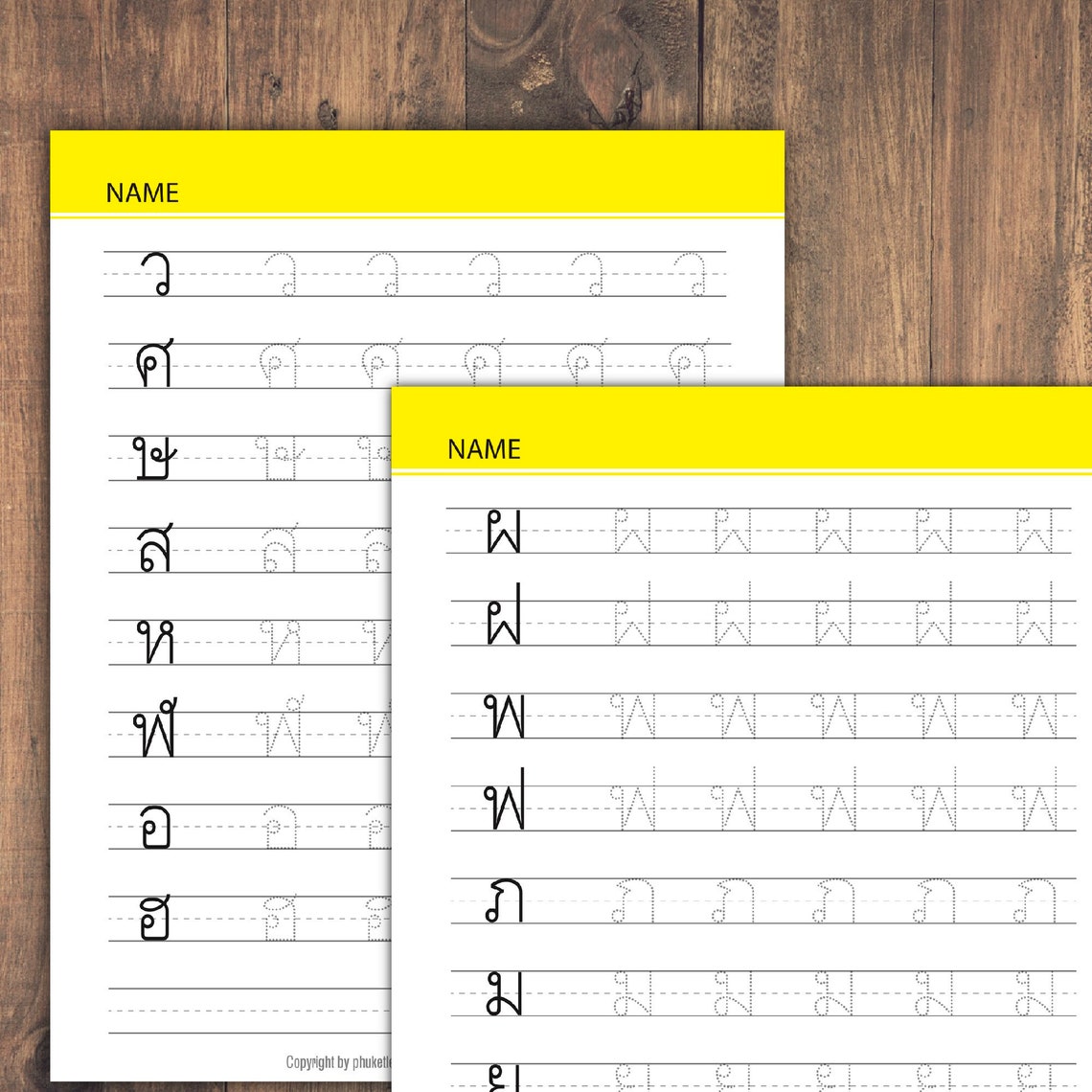 Thai Alphabets Letters Tracing Worksheet, Learning Thai, Printable PDF ...