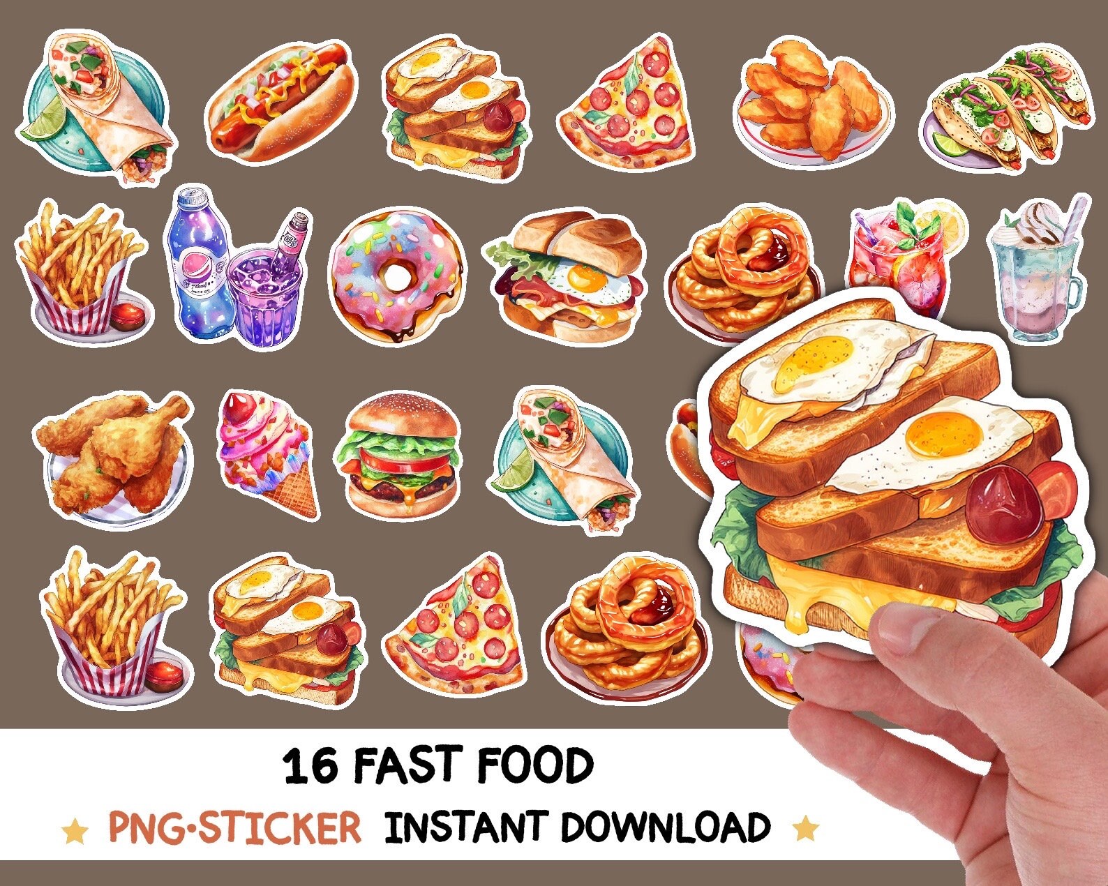 Fast Food Png Sticker Sticker Bundle Sticker Png Bundle - Etsy