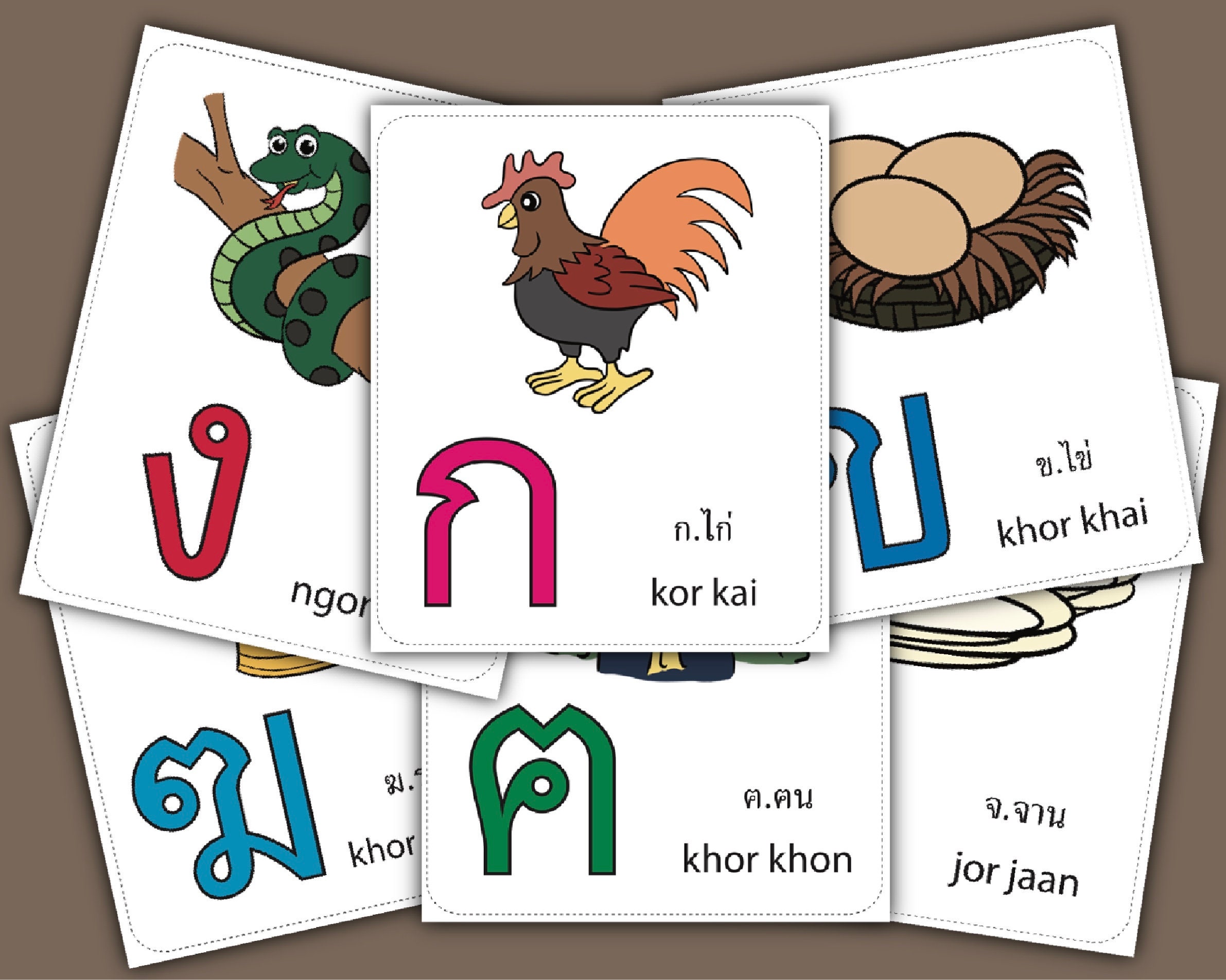 44 Thai Letters Flash Card With Picture Learning Thai - Etsy Australia