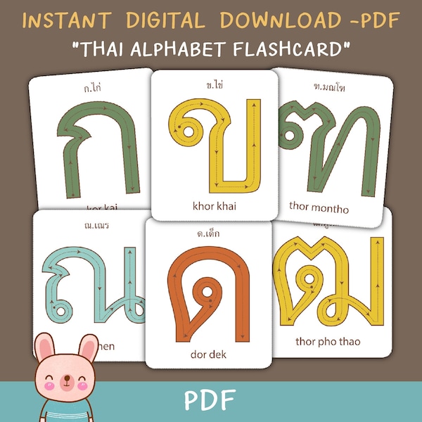 Thai Alphabet Flash Card - Etsy