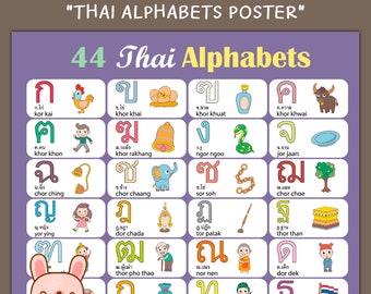 Thai Alphabets Poster, High Resolution PDF, Learning Thai, Instant ...