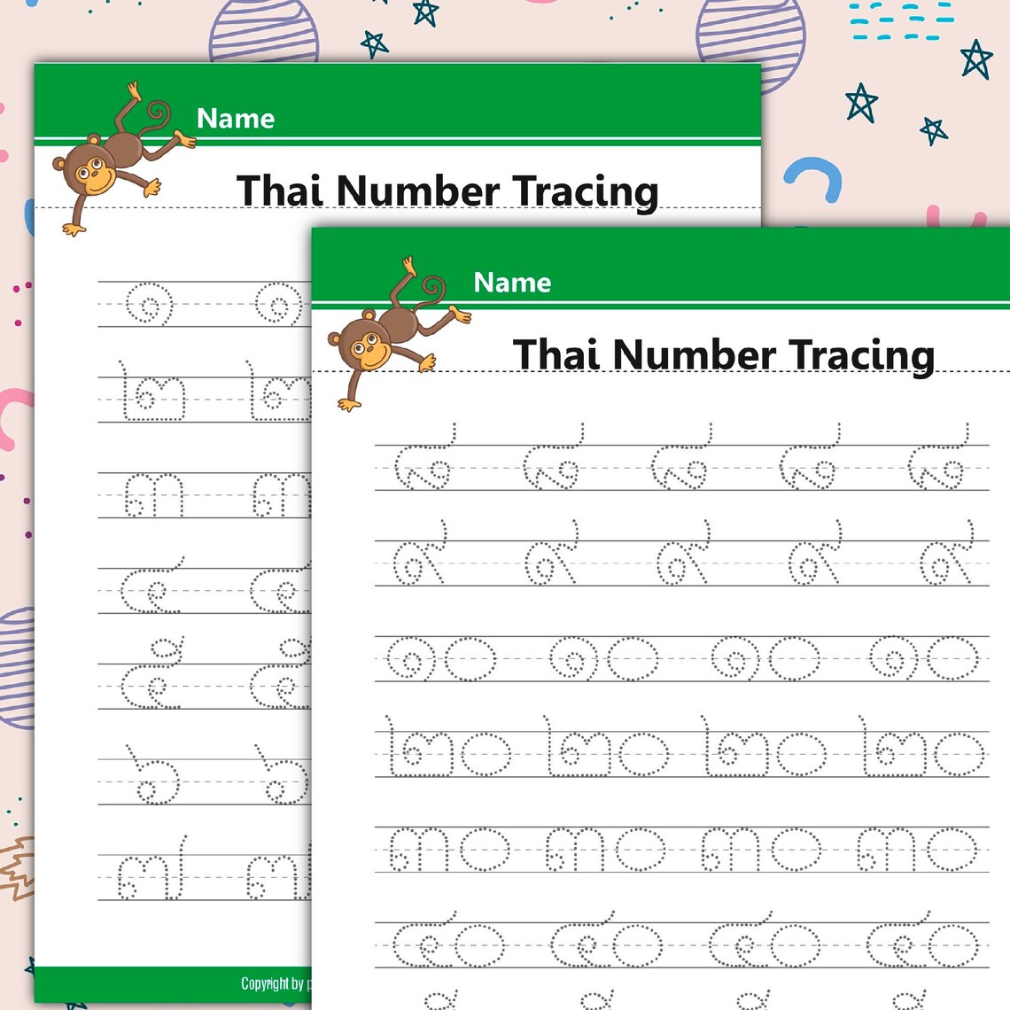 Thai Number Tracing Worksheet, Printable PDF, Instant Download ...