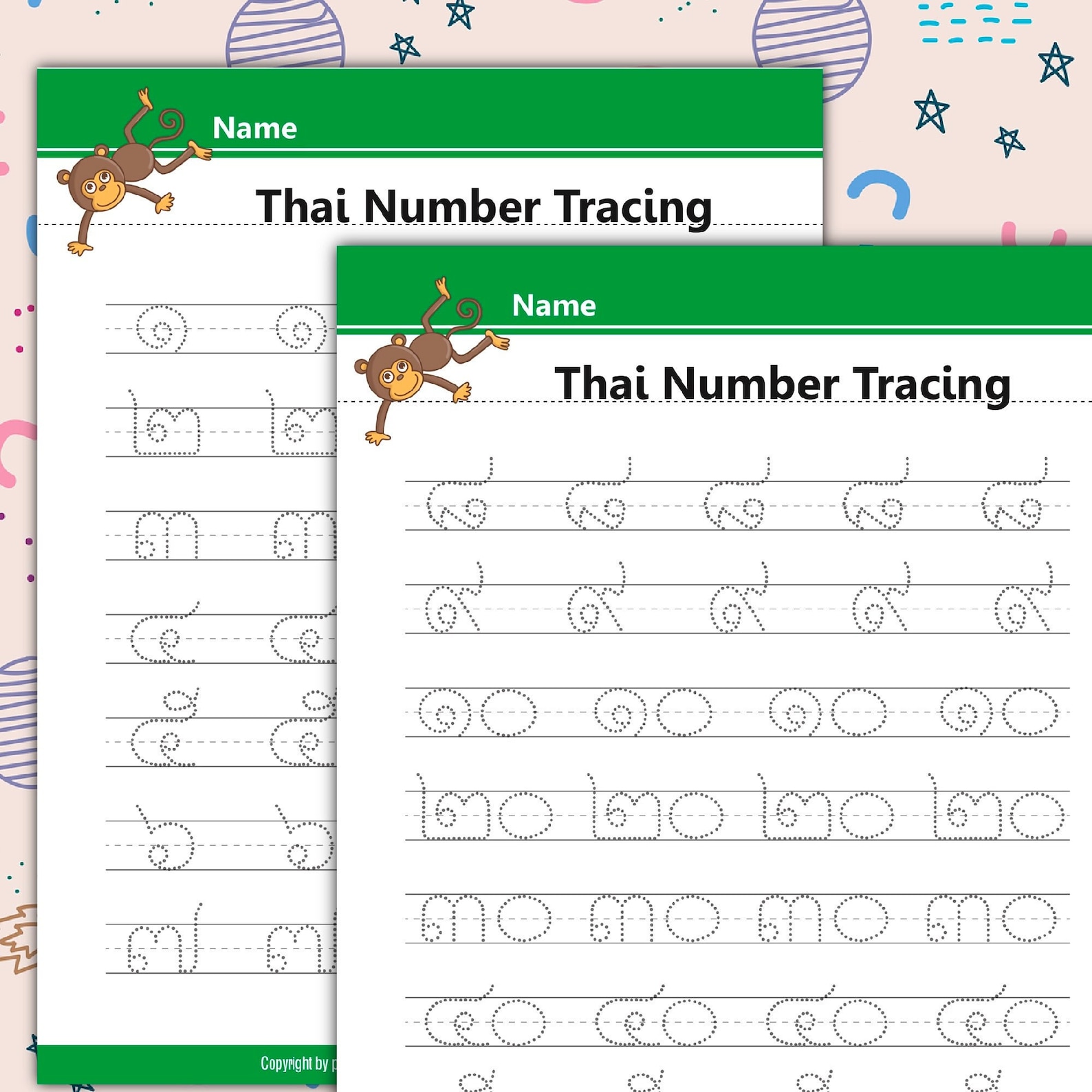 Thai Number Tracing Worksheet, Printable PDF, Instant Download ...