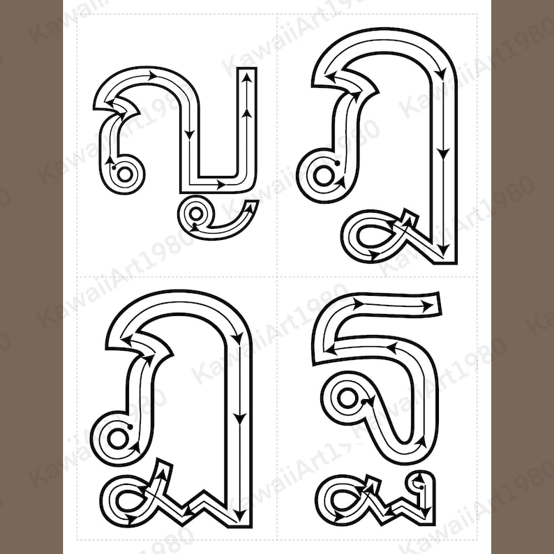 Thai Alphabet Flash Cards: How to Write Letters (PDF Download) - Etsy