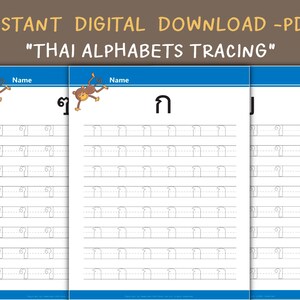 Thai Alphabets Tracing Worksheet Printable PDF Language - Etsy