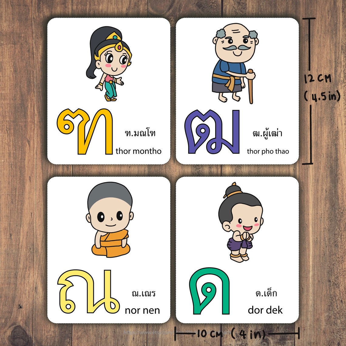 Thai Alphabet Flash Cards With Pictures: Learning Thai (PDF) - Etsy