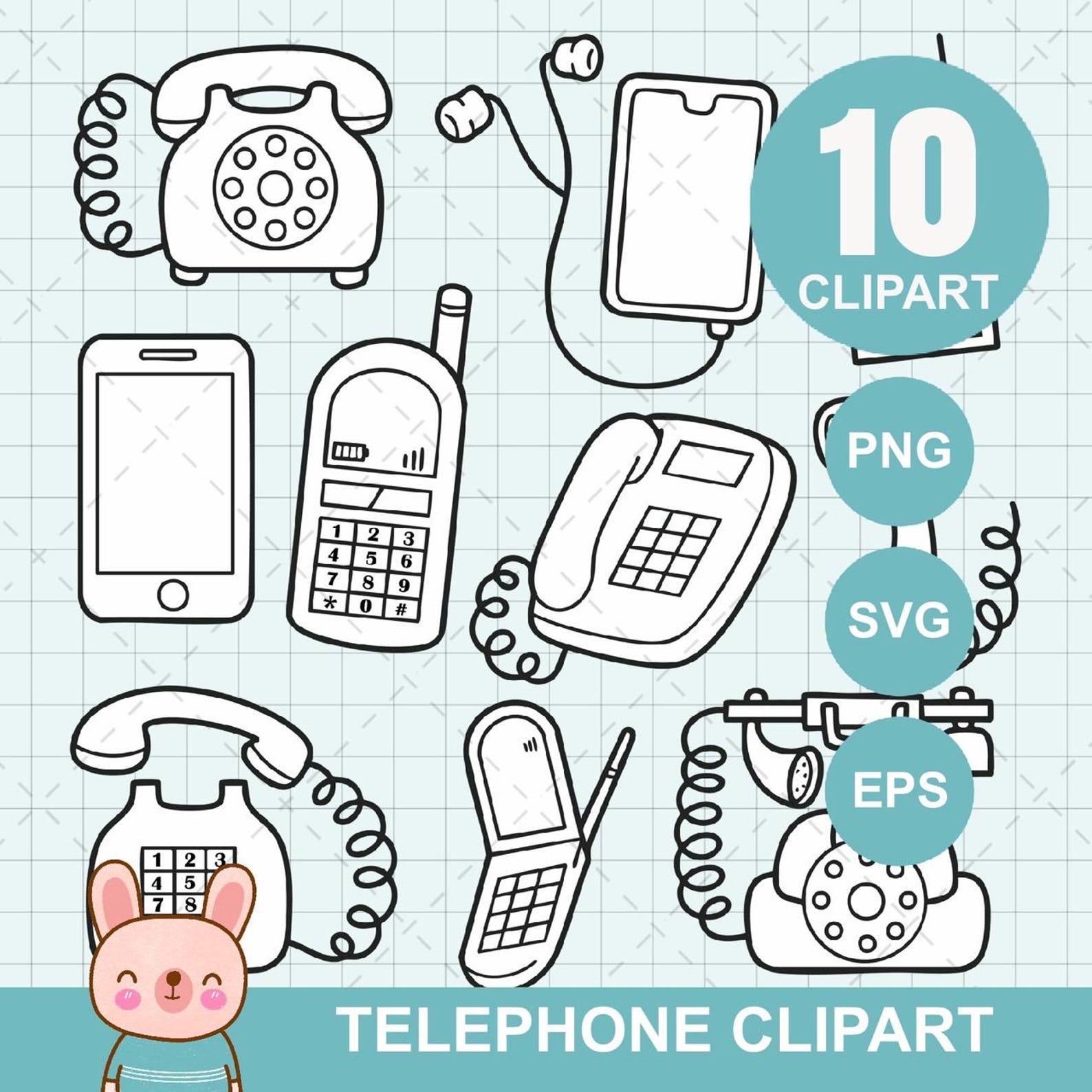 Telephone SVG, Cell Phone Cut File, Phone Outline, for Cricut, for ...