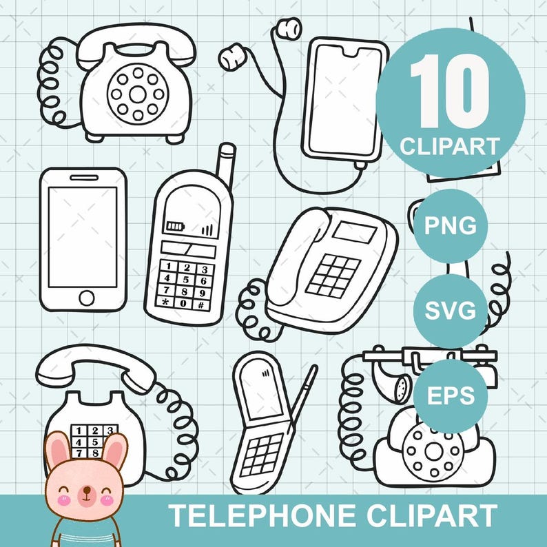 Telephone SVG, Cell Phone Cut File, Phone Outline, for Cricut, for ...
