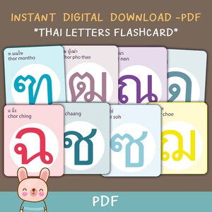 Thai Alphabet Flash Cards: 44 Letters, Language Learning (PDF Download ...