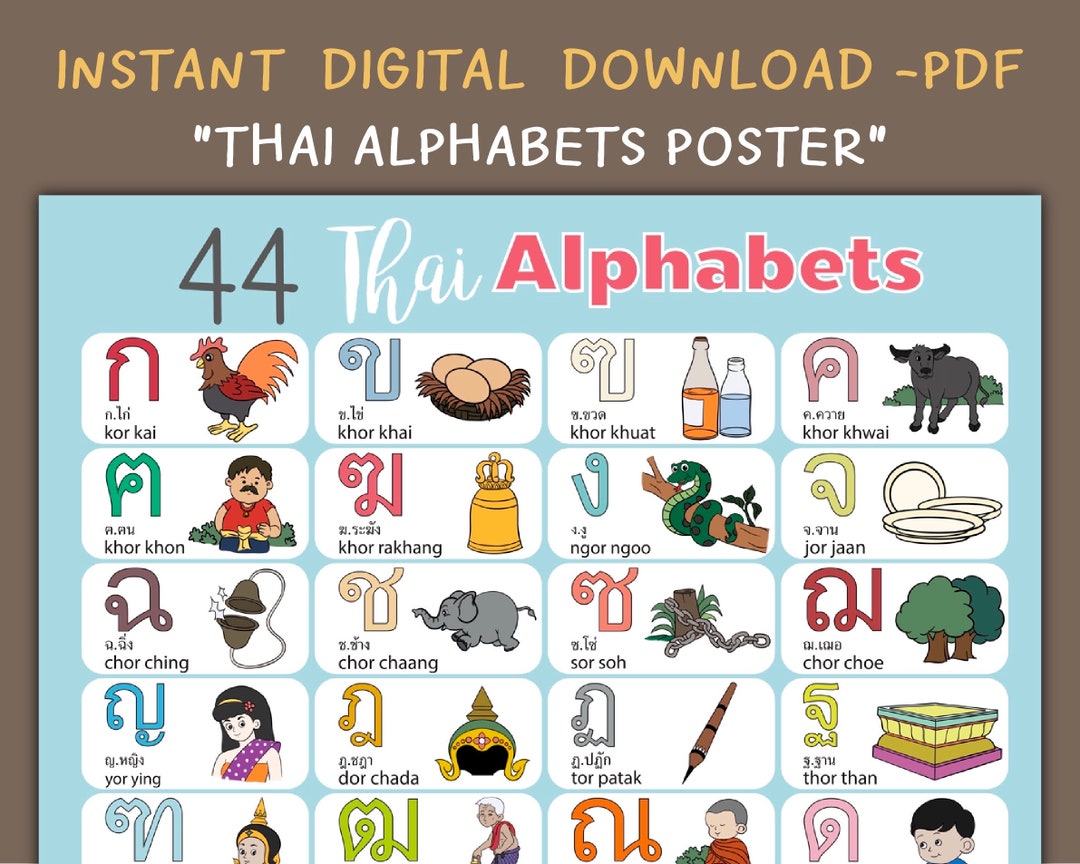 Thai Alphabets Poster High Resolution PDF Learning Thai - Etsy