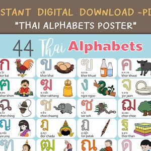 Thai Alphabets Poster High Resolution PDF Learning Thai - Etsy