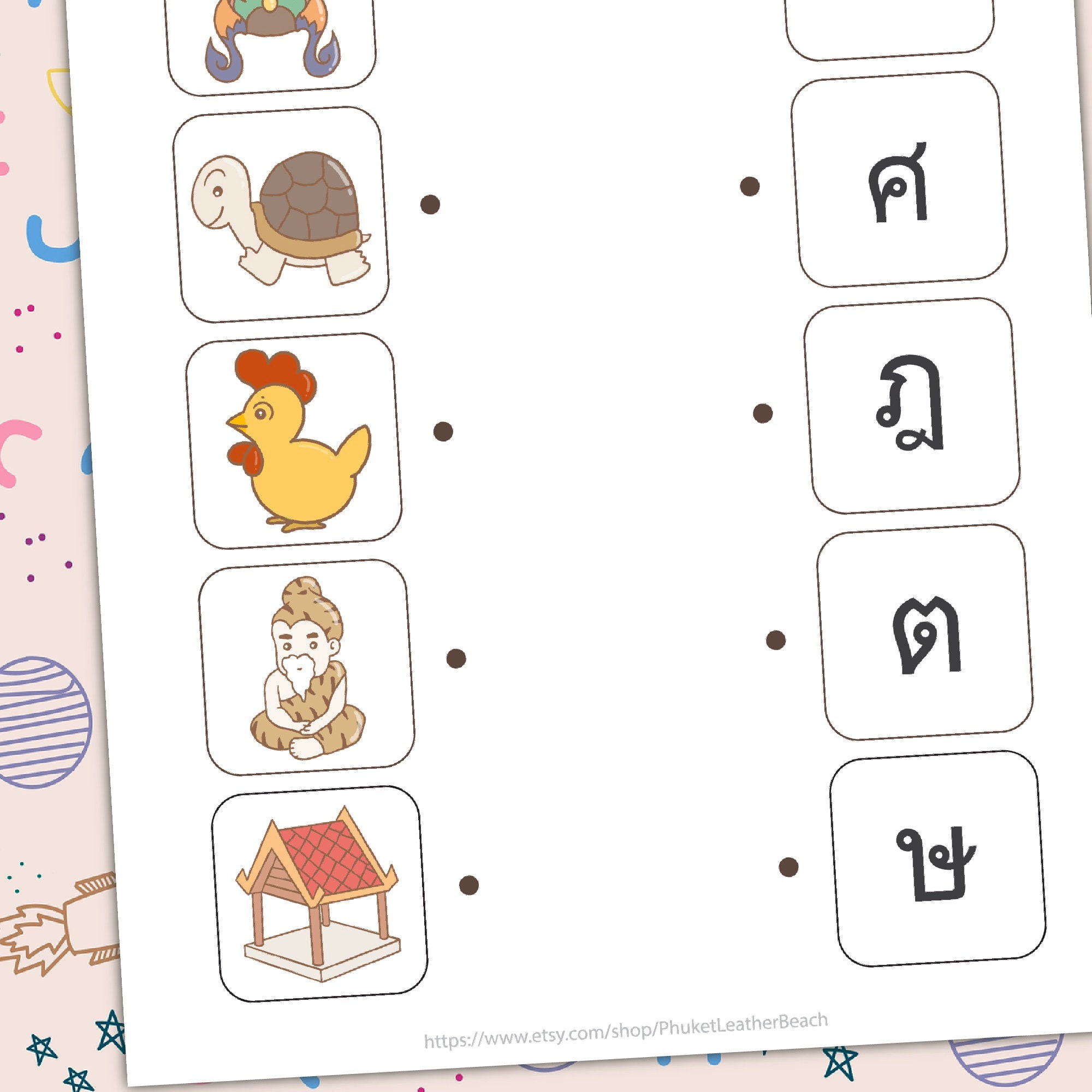 Thai Alphabet, Picture Matching to Letter, Game Worksheet, Alphabets ...