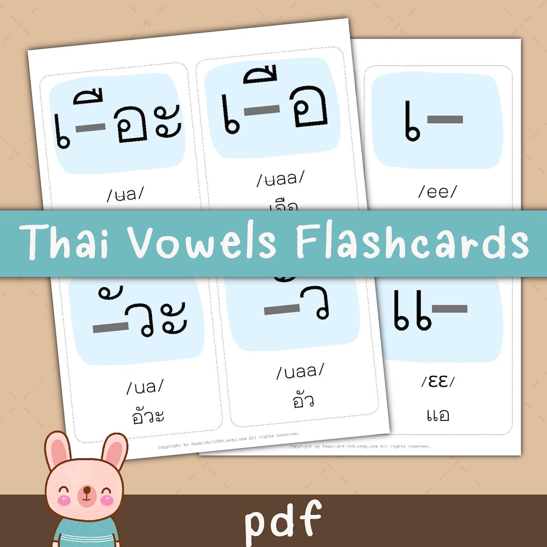 Thai Vowels Flash Cards : Learning Thai (PDF) - Etsy