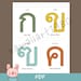 44 Thai Alphabet Flash Card, Learning Thai, Kor-kai, Thai Language, Pdf ...