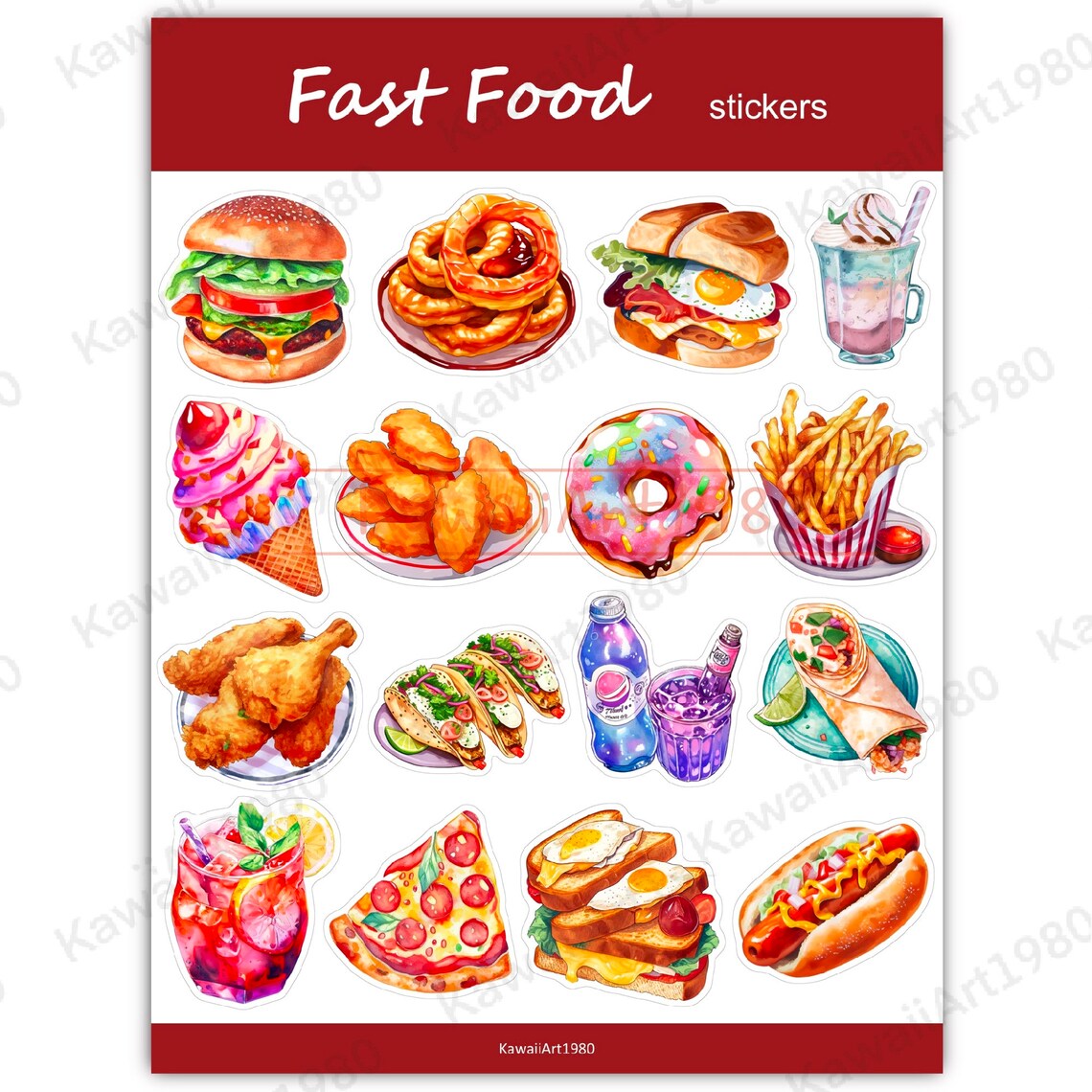 Fast Food Png Sticker Sticker Bundle Sticker Png Bundle - Etsy