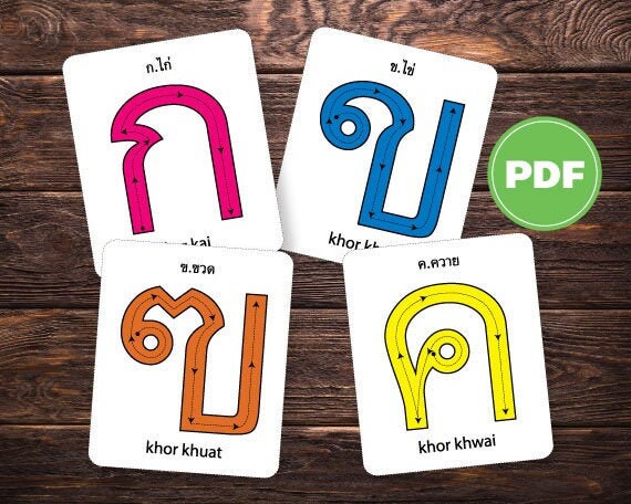 Thai Alphabet Flash Cards: Learning Kor-kai (PDF Download) - Etsy