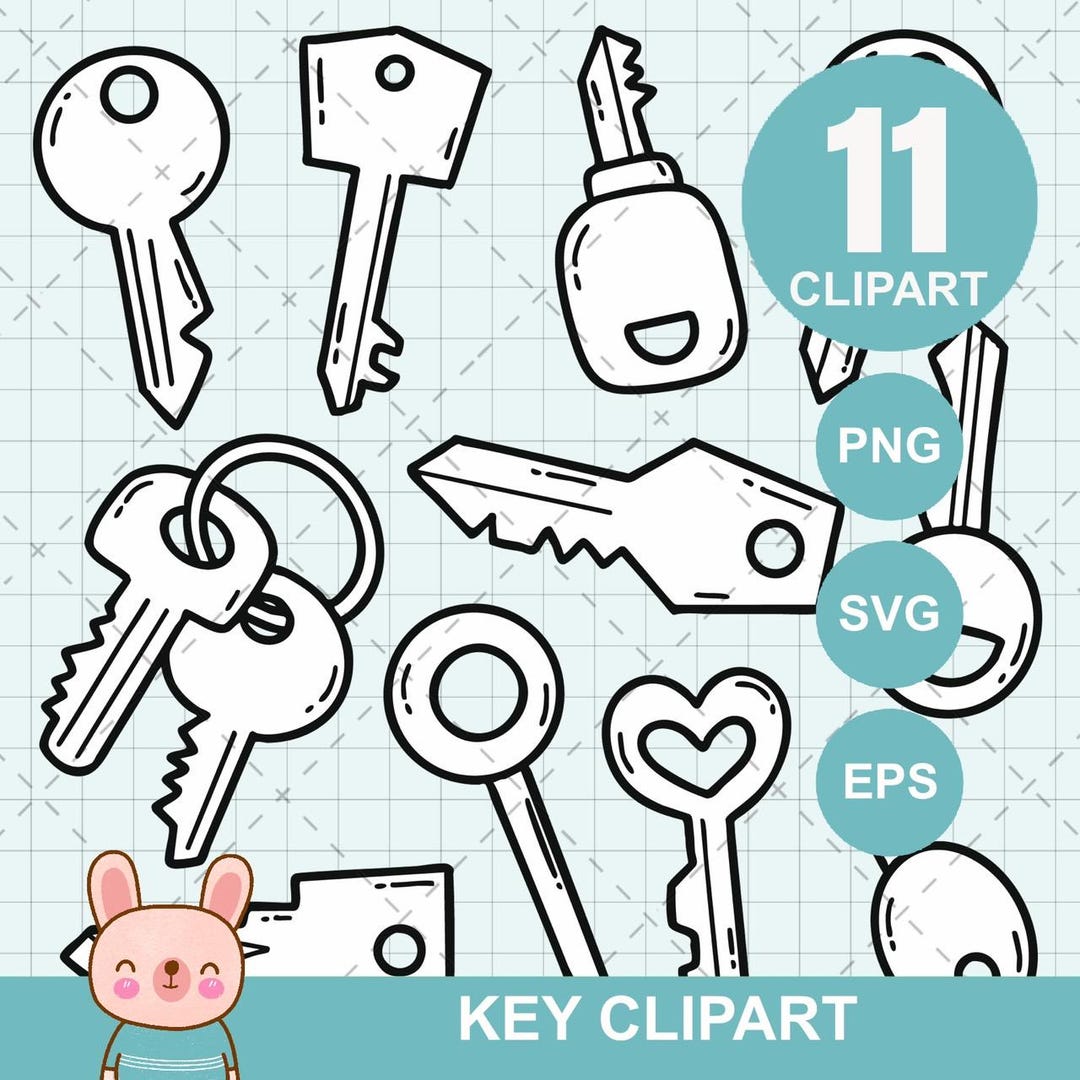 Key Clipart Bundle, Hand-drawn Key Illustrations for Scrapbooking and ...
