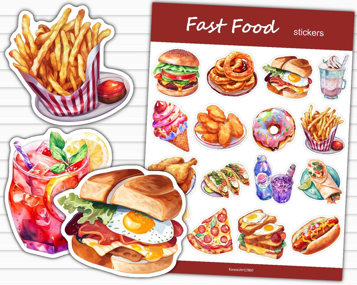 Fast Food Png Sticker Sticker Bundle Sticker Png Bundle - Etsy