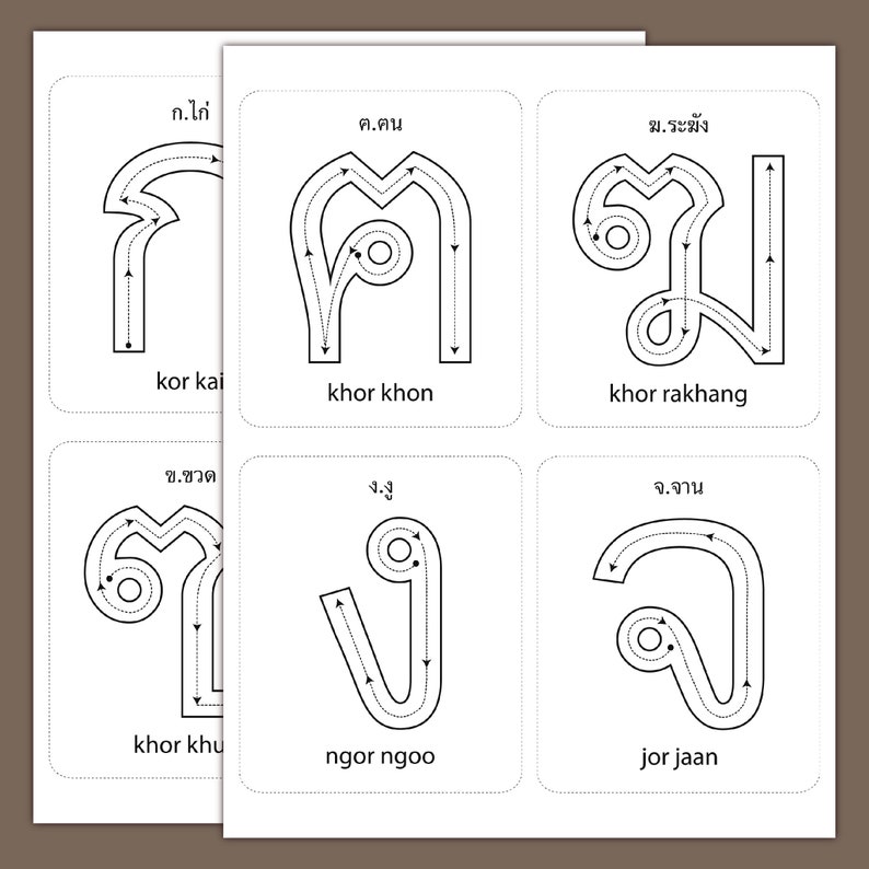 Thai Letters Flash Card, Learning Thai, Kor-kai, Thai Language, Pdf ...