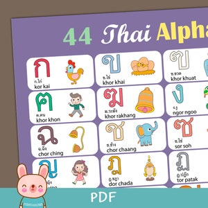 Thai Alphabets Poster, High Resolution PDF, Learning Thai, Instant ...