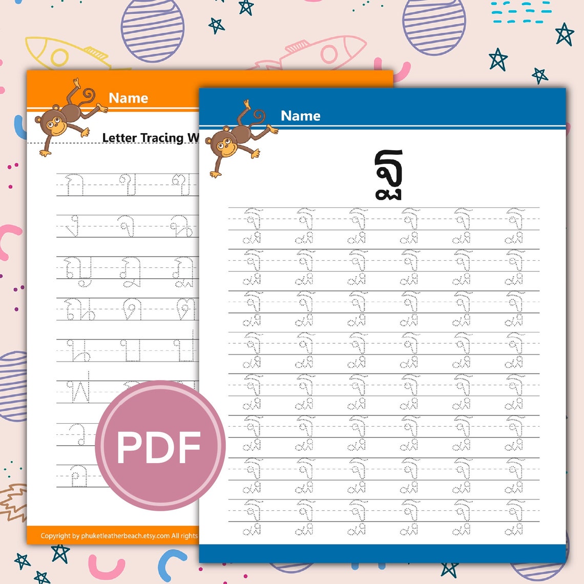 Thai Alphabets Tracing Worksheet, Printable PDF, Language Learning ...