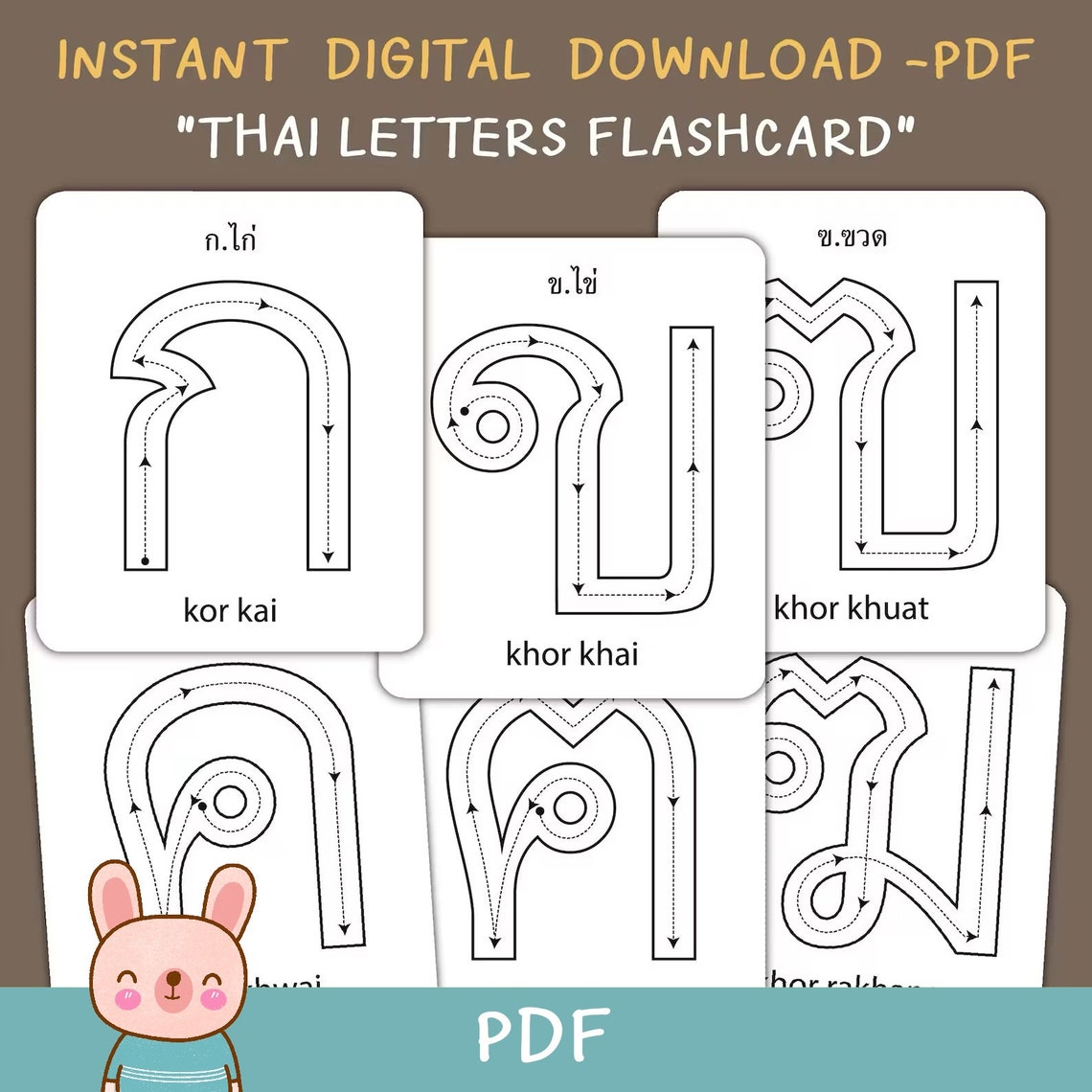 Thai Letters Flash Card, Learning Thai, Kor-kai, Thai Language, Pdf ...