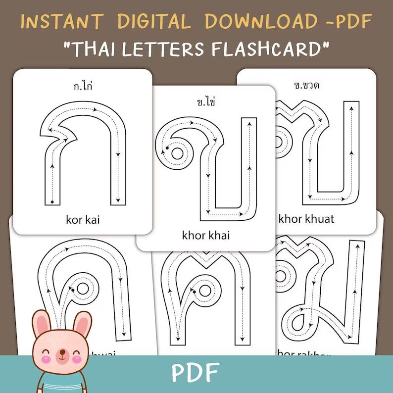 Thai Letters Flash Card, Learning Thai, Kor-kai, Thai Language, Pdf ...
