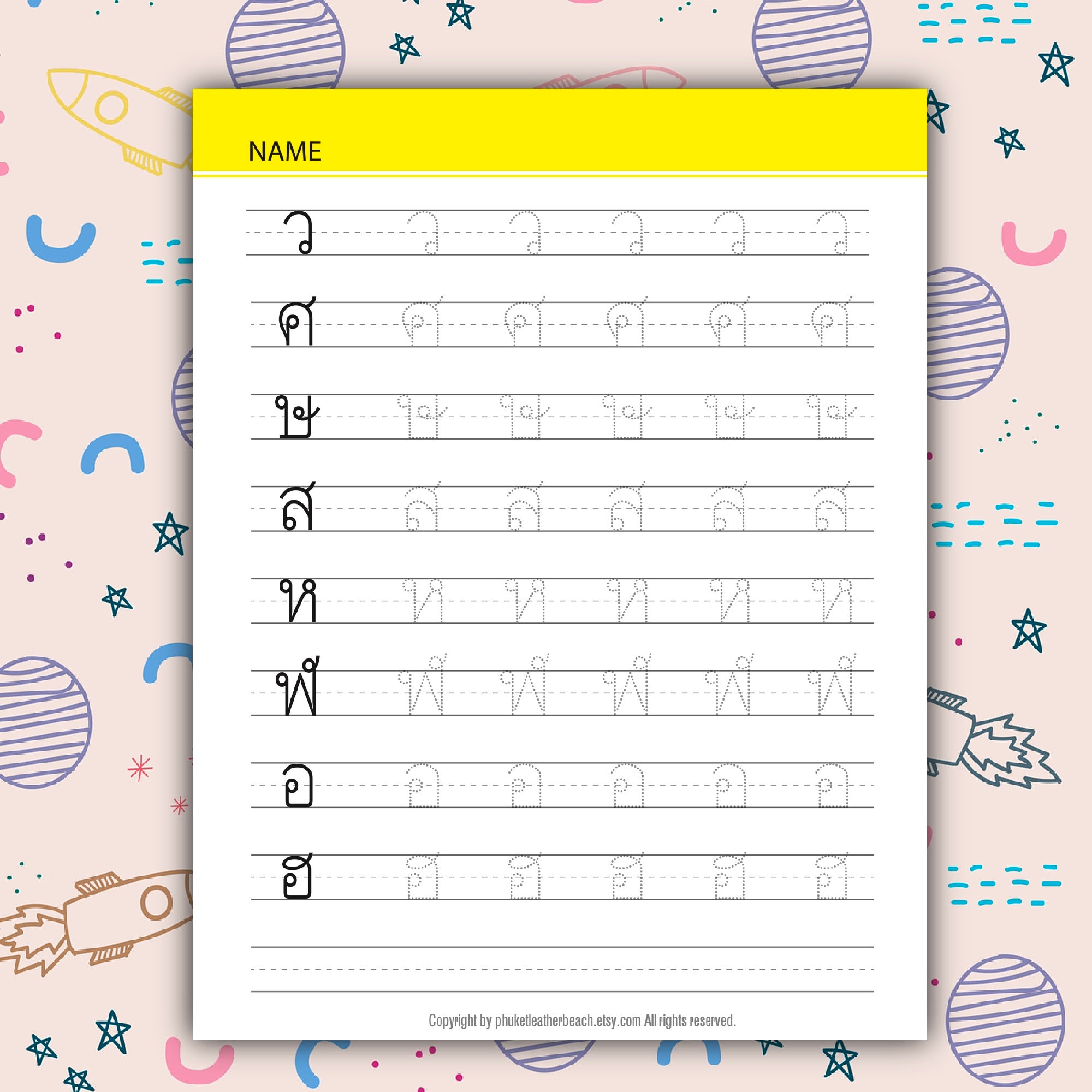 Thai Alphabets Letters Tracing Worksheet, Learning Thai, Printable PDF ...