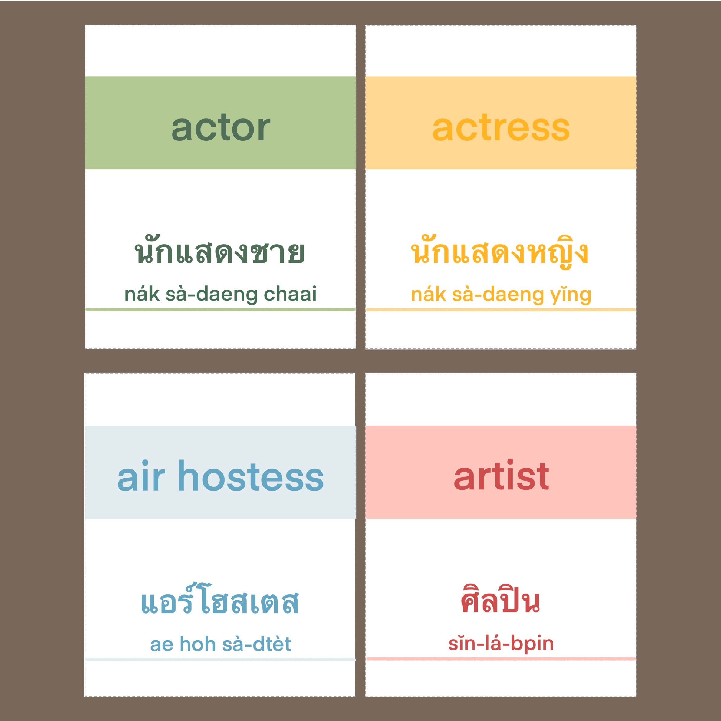 Thai Occupation Vocabulary Flashcards, Learning Thai Vocabulary, for ...