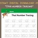 Thai Number Tracing Worksheet Printable PDF Instant - Etsy