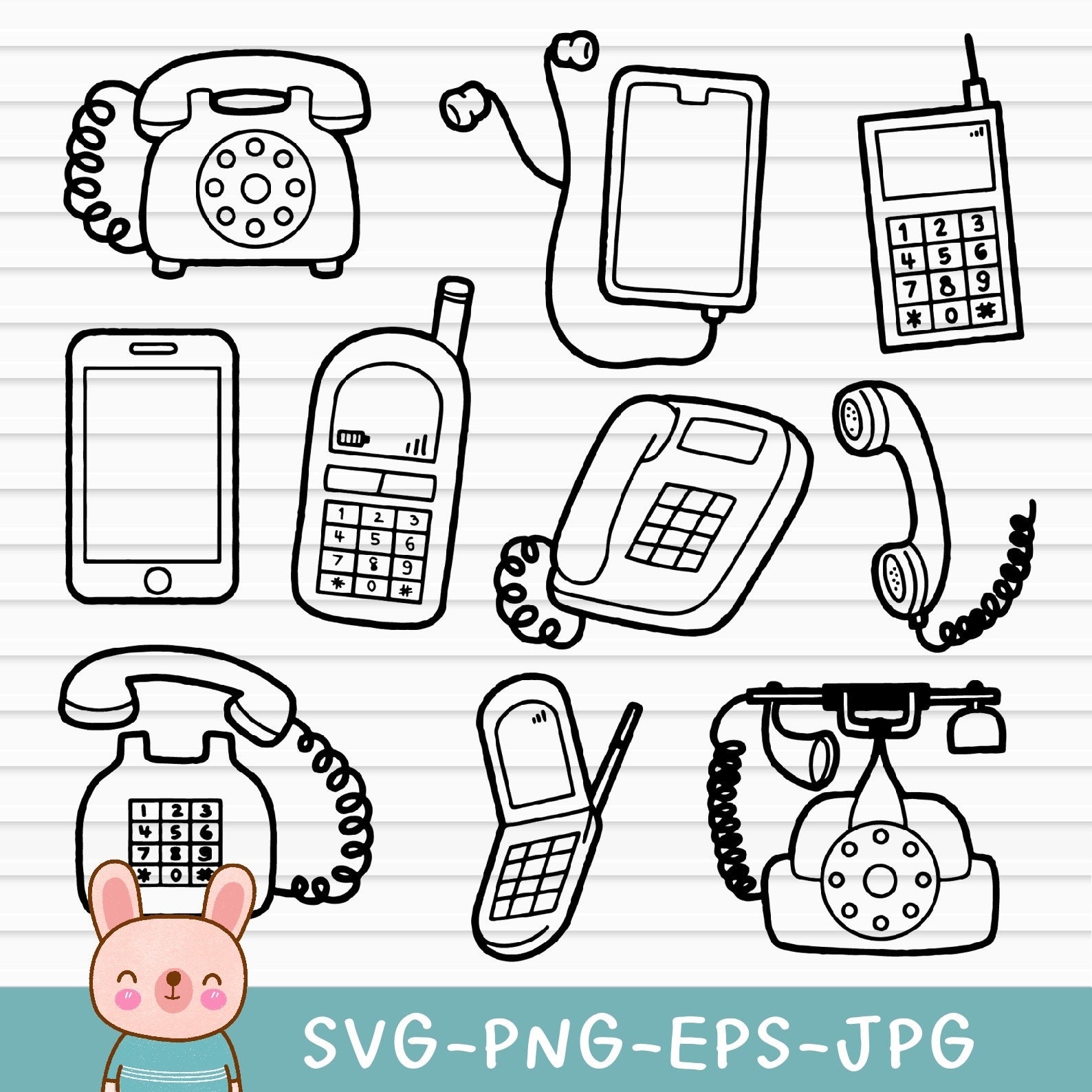 Telephone SVG, Cell Phone Cut File, Phone Outline, for Cricut, for ...