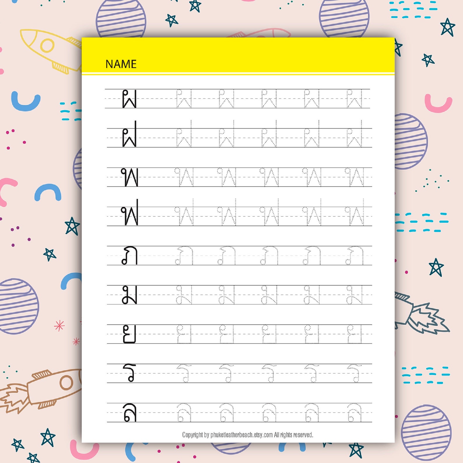Thai Alphabets Letters Tracing Worksheet, Learning Thai, Printable PDF ...