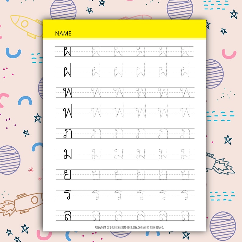 Thai Alphabets Letters Tracing Worksheet Learning Thai - Etsy Canada