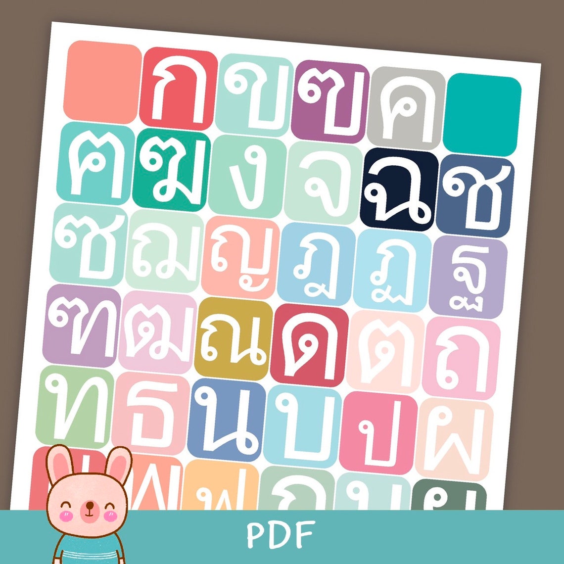 Thai Alphabets Poster, High Resolution PDF, Learning Thai, Instant ...