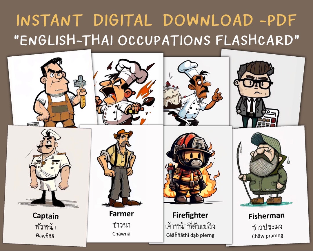 40 Occupations Flashcards Professions Printable Flash Cards - Etsy