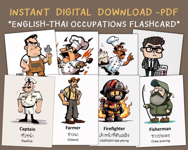 40 Occupations Flashcards Professions Printable Flash Cards - Etsy