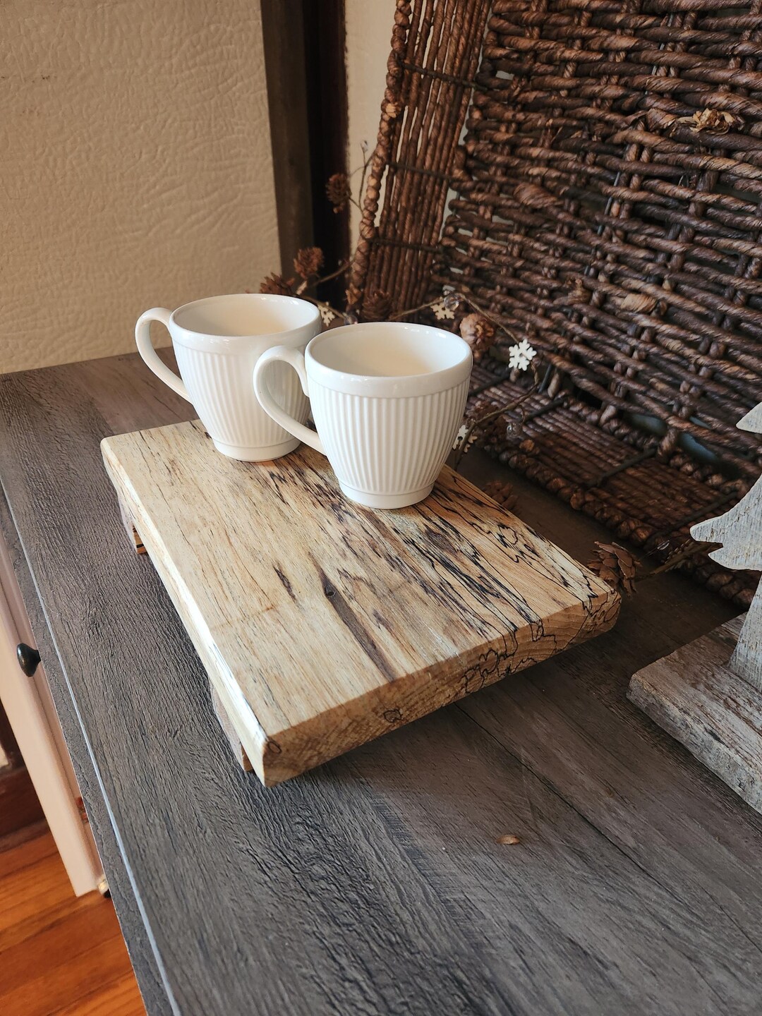 Handmade Spalted Hackberry Wood Pedestal/riser Tray, Pallet Wood ...