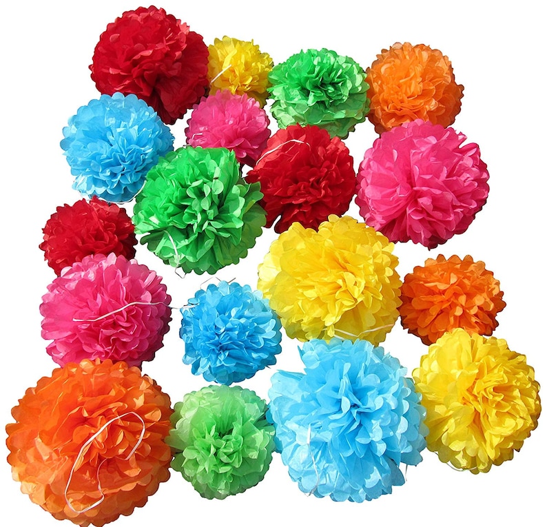 Rainbow Poms, Rainbow Party Decorations, Rainbow Tissue Poms, Rainbow ...