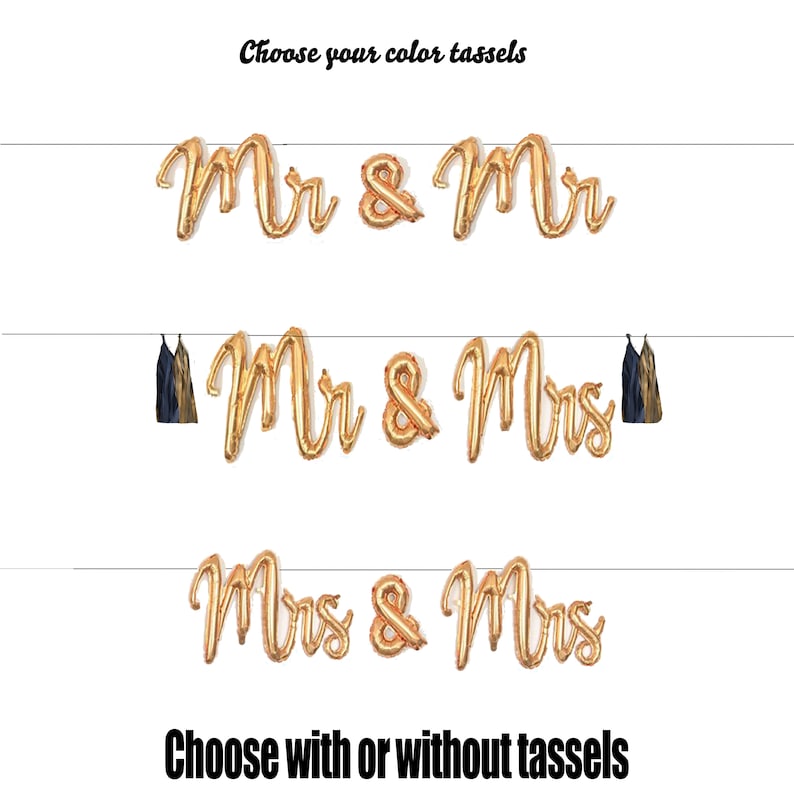Mr and Mrs Mrs & Mrs Mr and Mr Script Balloon Banner Garland - Etsy