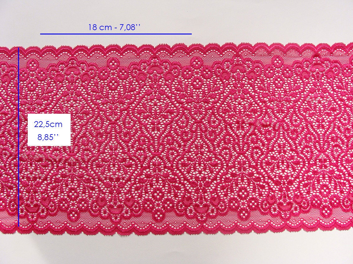 Encaje elástico rosa fucsia ancho 22,5 cm vendido por el metro - Etsy ...