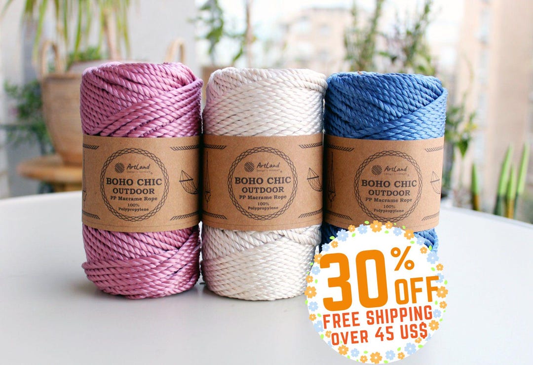 Macrame Polypropylene Boho Chic OUTDOOR - 4 Mm PP 3 Ply Twisted Macrame ...